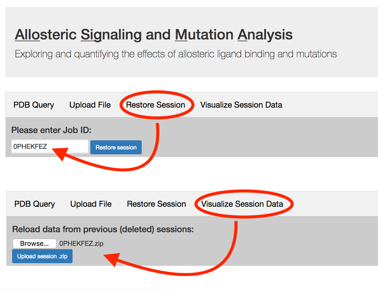 Restoring or visualizing old sessions